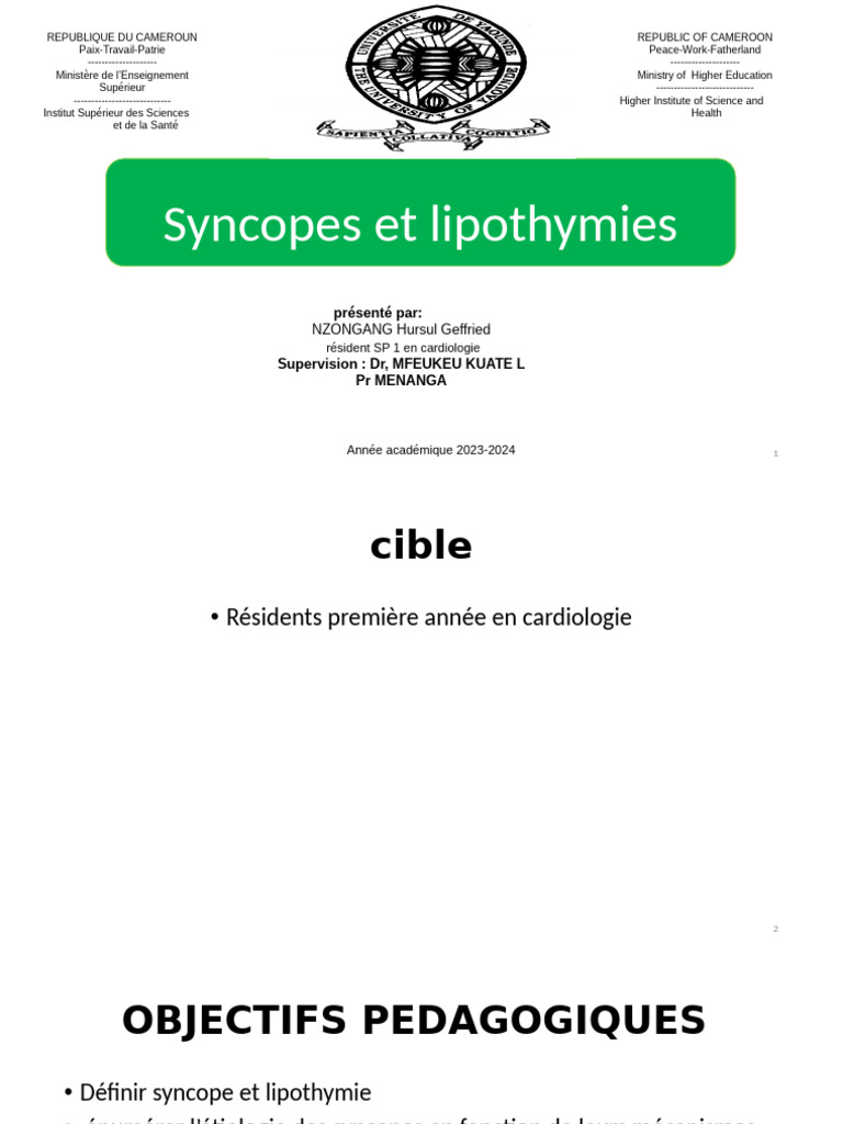 presentation syncope | PDF | Maladies et troubles | Spécialités médicales