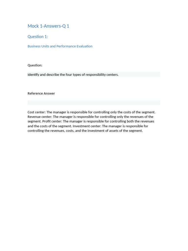 Mock 1-Essay Answers | PDF | Inventory | Cost Of Goods Sold