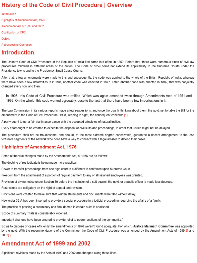History and Overview of CPC in India | PDF | Legal Procedure | Government