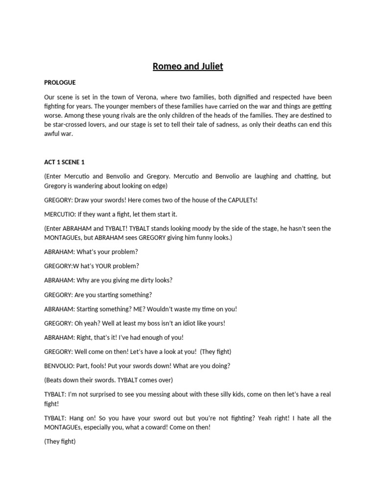 Romeo Juliet Script Revised Dako Na | PDF | Characters In Romeo And Juliet