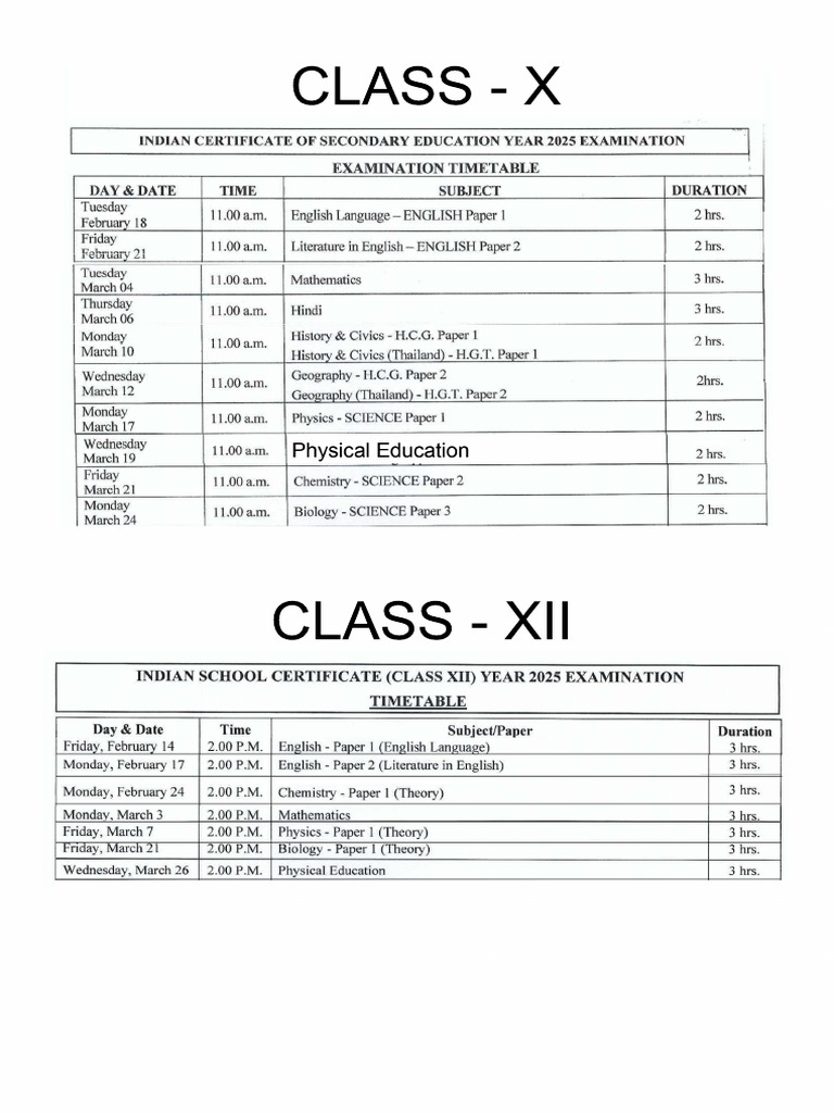 Board Exam Timetable | PDF