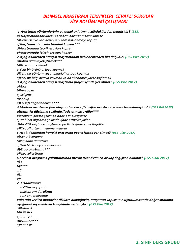 Bilimsel Arastirma T Vize Final Ozet Ve | PDF