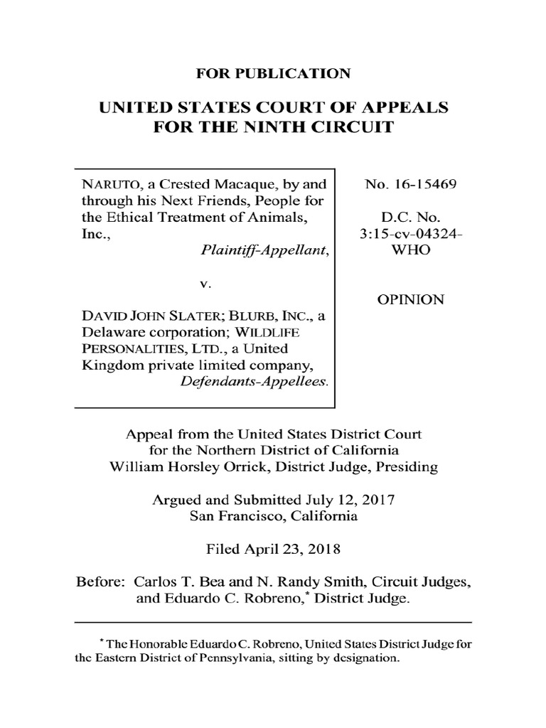 Naruto v. Slater, No. 16-15469 (9th Cir. 2018) - Justia | PDF