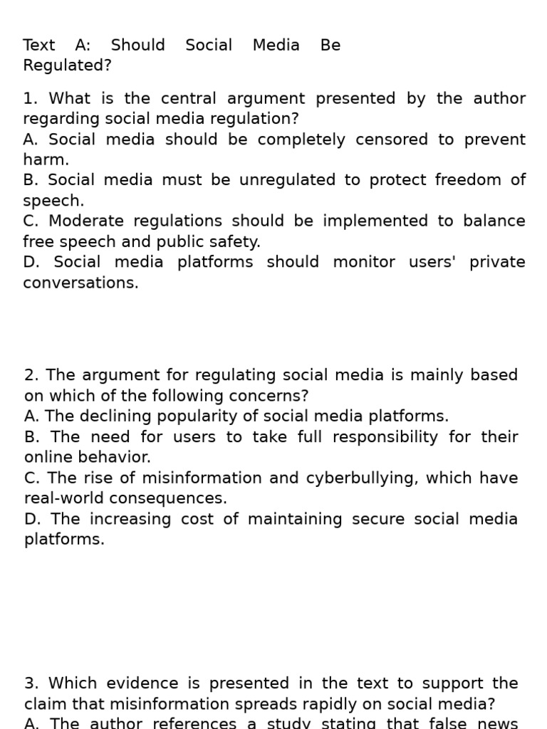 Argumentative Text Tests For Text A and B | PDF | Social Media ...