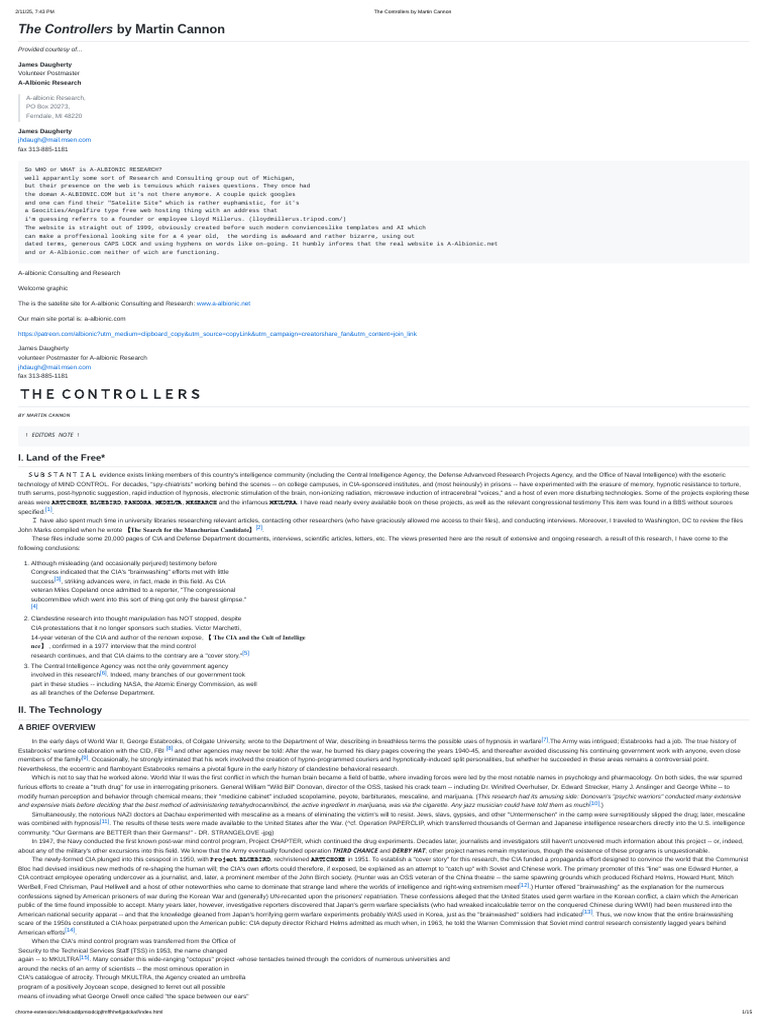 The Controllers by Martin Cannon | PDF | Hypnosis