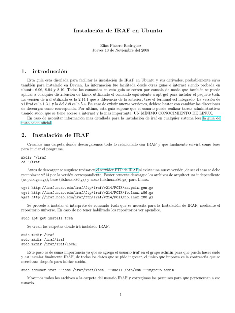 Instalacion de IRAF en Ubuntu | PDF | Distribución de Linux | Protocolo de transferencia de archivos