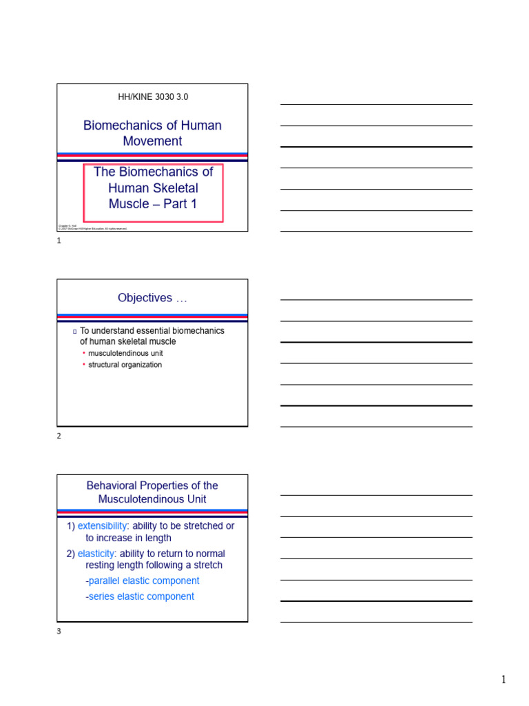 Biomechanics of Muscle Intro 3 | PDF | Skeletal Muscle | Muscle Contraction