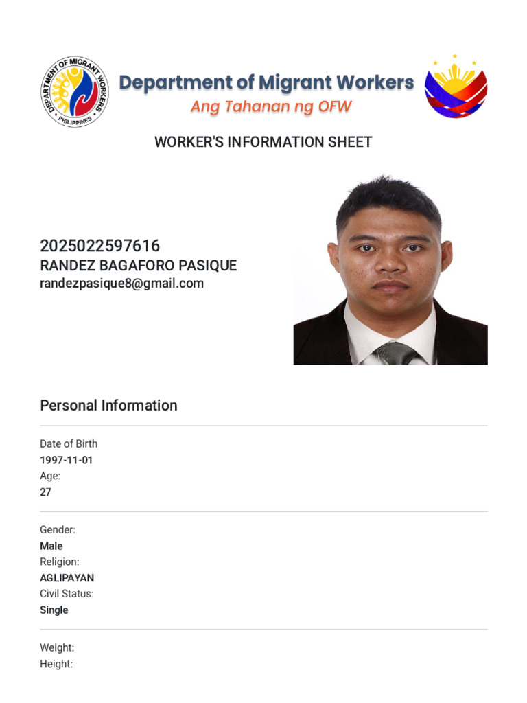 Worker's Profile Summary | PDF