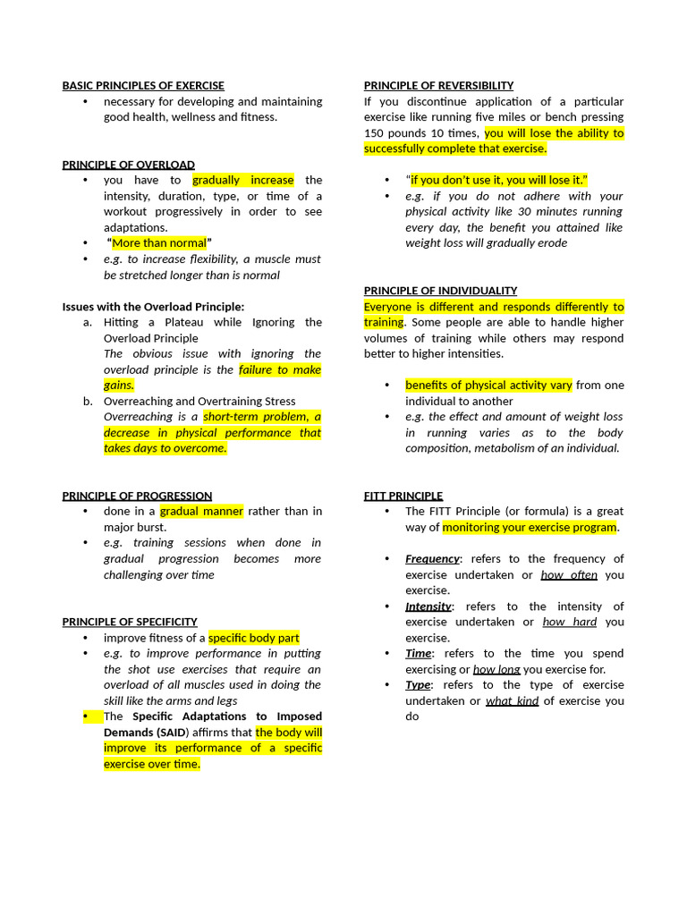 Basic Principles of Exercise | PDF | Clinical Medicine | Physical Exercise