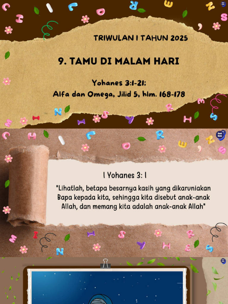 Khotbah Singkat Untuk Anak Triwulan 1-2025, Sabat 9 - Tamu Di Malam Hari | PDF