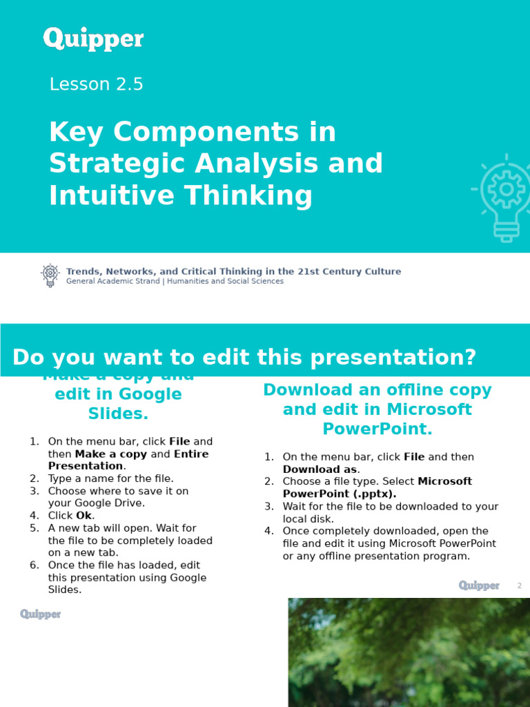 TNT 12 Q1 0205 PS Key Components in Strategic Analysis and Intuitive Thinking | PDF | Thought ...