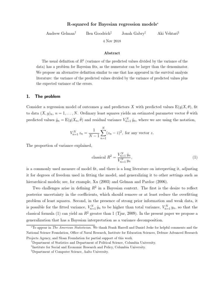Bayesian R-squared Definition and Use | PDF | Regression Analysis ...