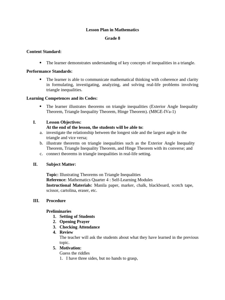 Quarter 4 m1l1 Illustrating Theorems in Triangle Inequalities | PDF ...