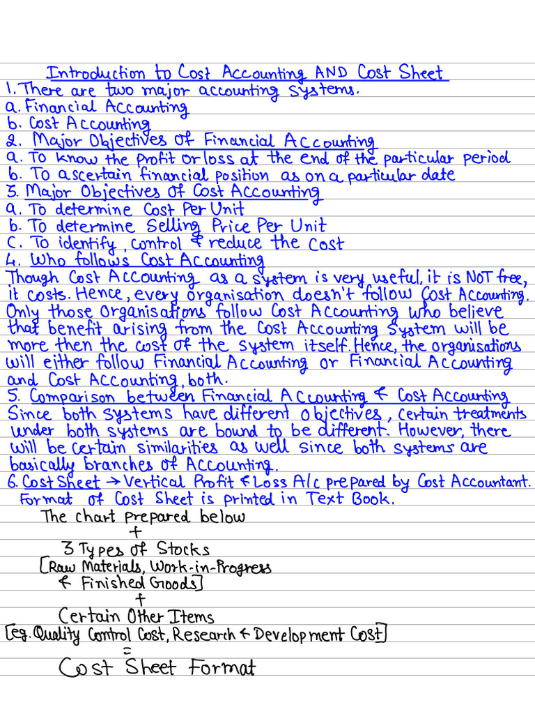 Cost Sheet Notes by HITANSHU | PDF | Cost Accounting | Financial Accounting