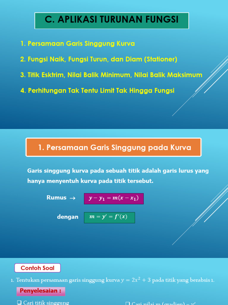 Aplikasi Turunan Fungsi dalam Matematika | PDF