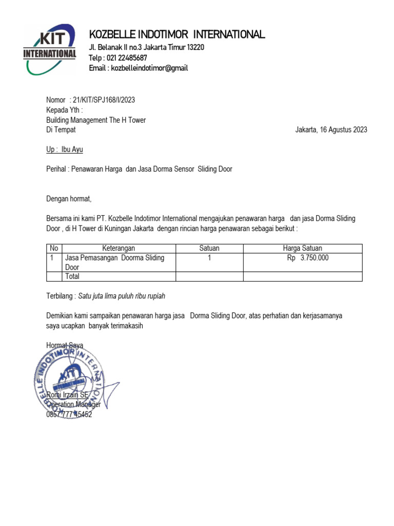 KIT SP Tower H Dorma Sensor Sliding Door | PDF