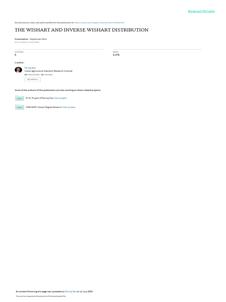 Thewishartandinverse Wishartdistribution | PDF | Variance | Covariance Matrix