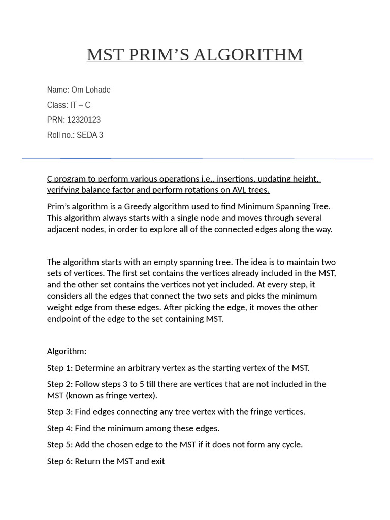 Ads La8 - MST Prim - S Algorithm | PDF | Computational Problems | Algorithms And Data Structures