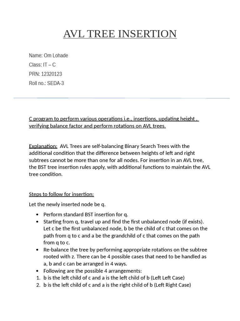 Ads La5 - Avl Tree Insertion | PDF | Computer Programming | Algorithms And Data Structures