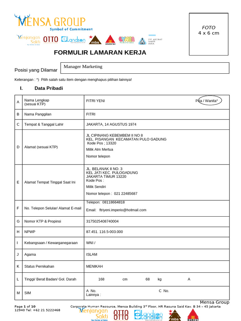 Mensa Group Application Form 2017 | PDF | Business Economics | Business