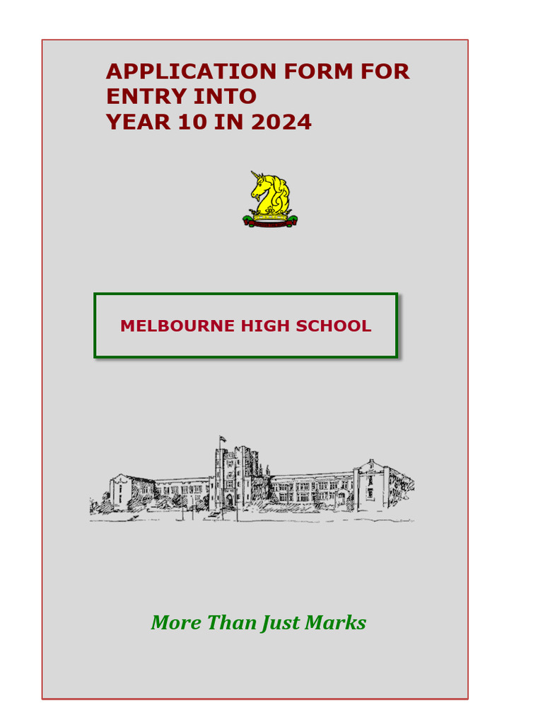 2024 Year 10 MHS Application Form | PDF