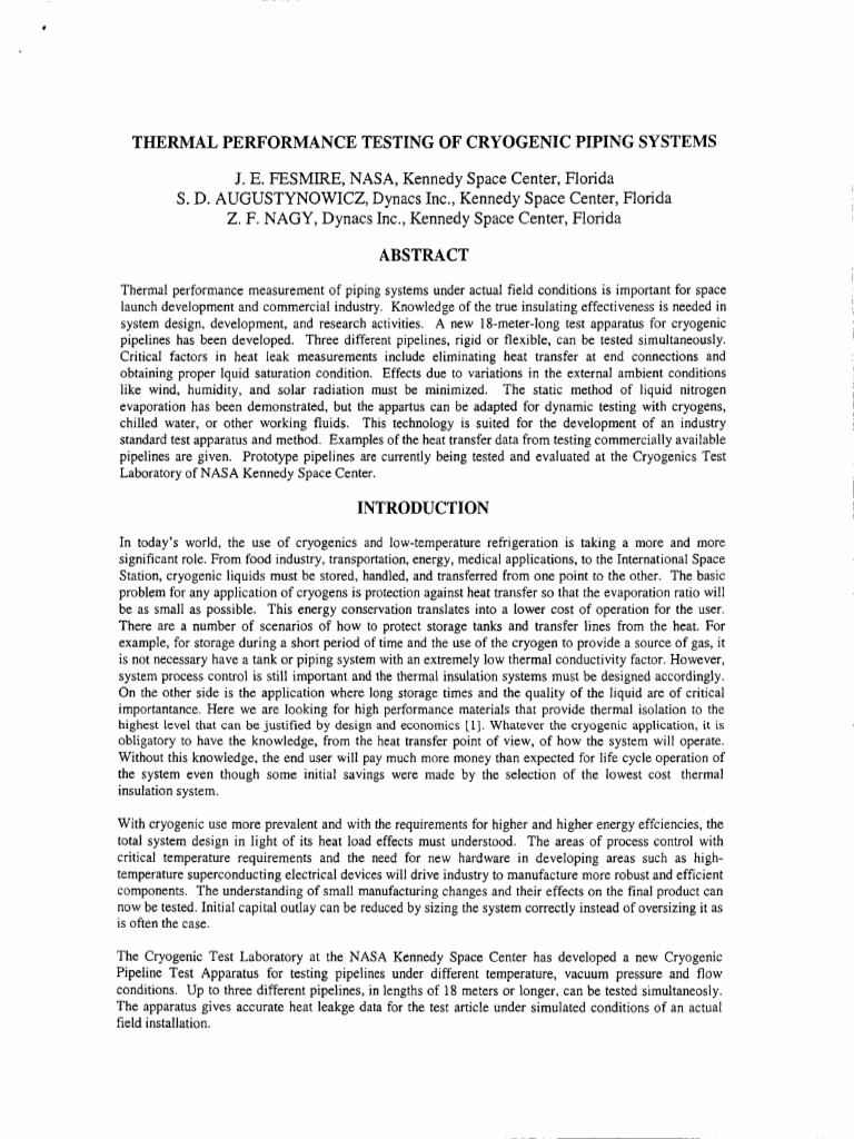 Cryogenic Piping Thermal Testing System | PDF | Cryogenics | Heat Transfer