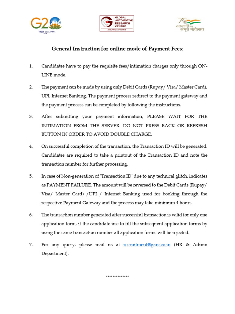 4 General Instruction For Online Mode of Payment Fees | PDF