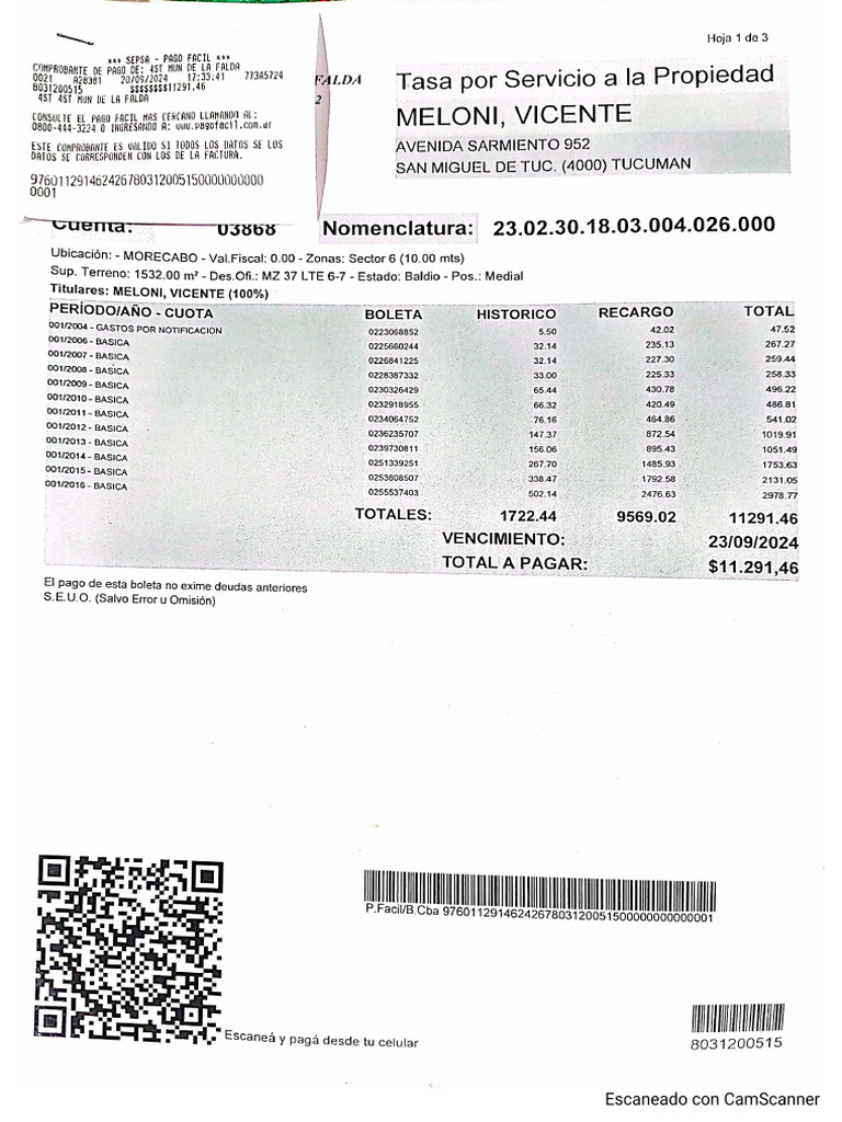 Pago Municipal Adeudado MZ 37 LT 06 | PDF