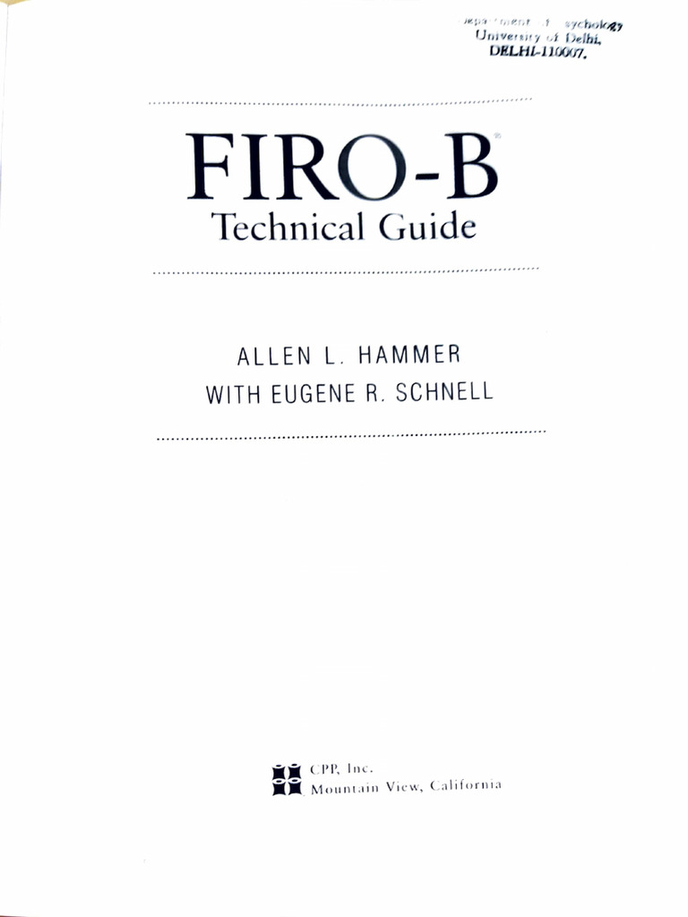 FIRO-B Manual | PDF