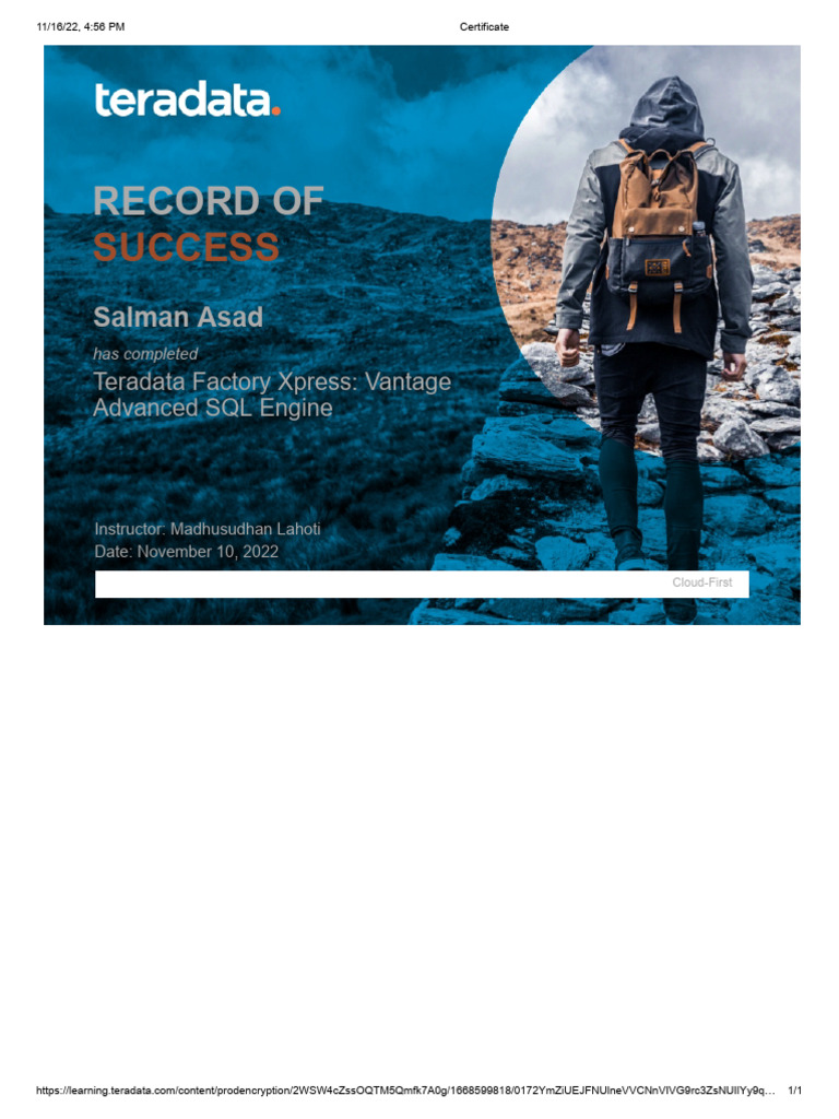 Teradata Factory Xpress Vantage Advanced SQL Engine | PDF