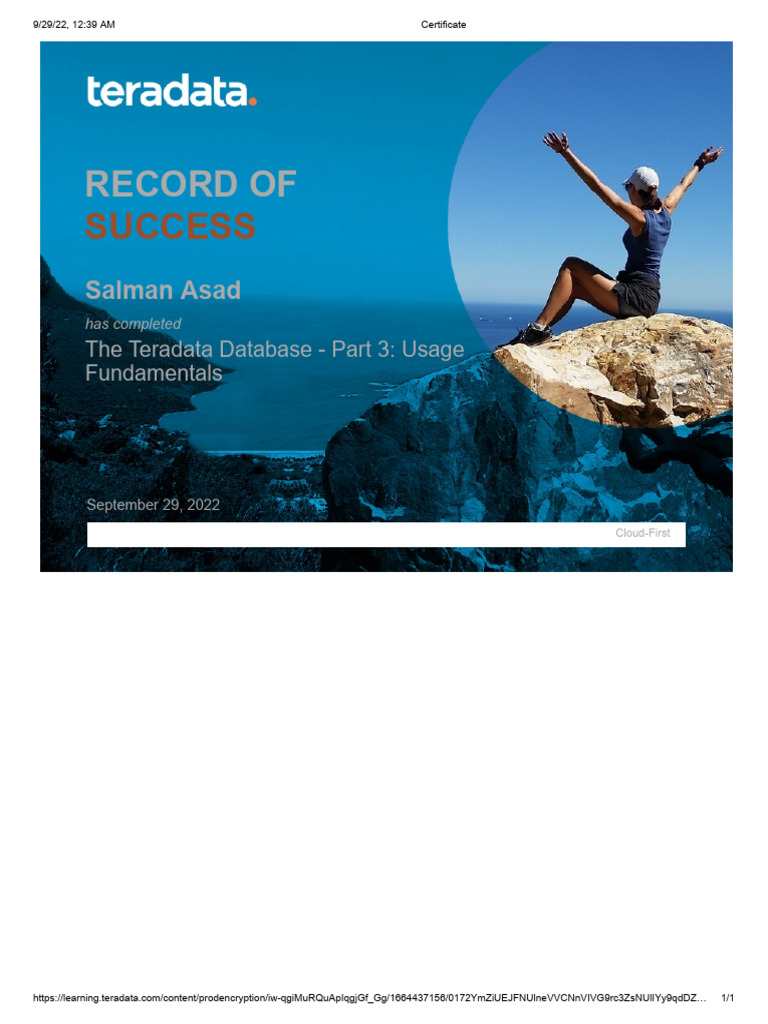 TeraData Database usage fundamentals | PDF