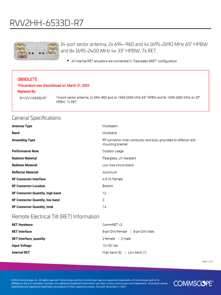 RVV2HH-6533D-R7 CommScope | PDF | Antenna (Radio) | Information And ...