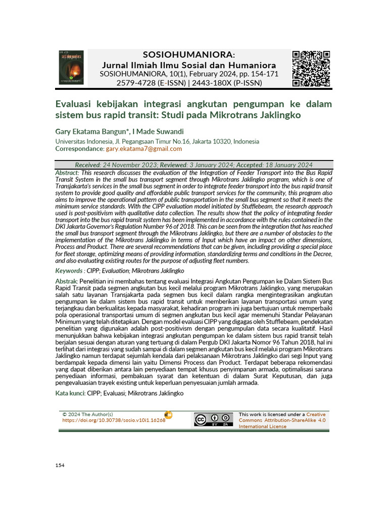 Evaluasi Integrasi Mikrotrans BRT | PDF