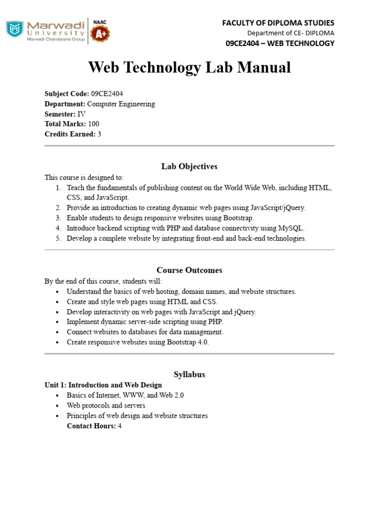 WebTechnologyLabManualpdf 2025 01 15 13 58 02 | PDF | World Wide Web ...