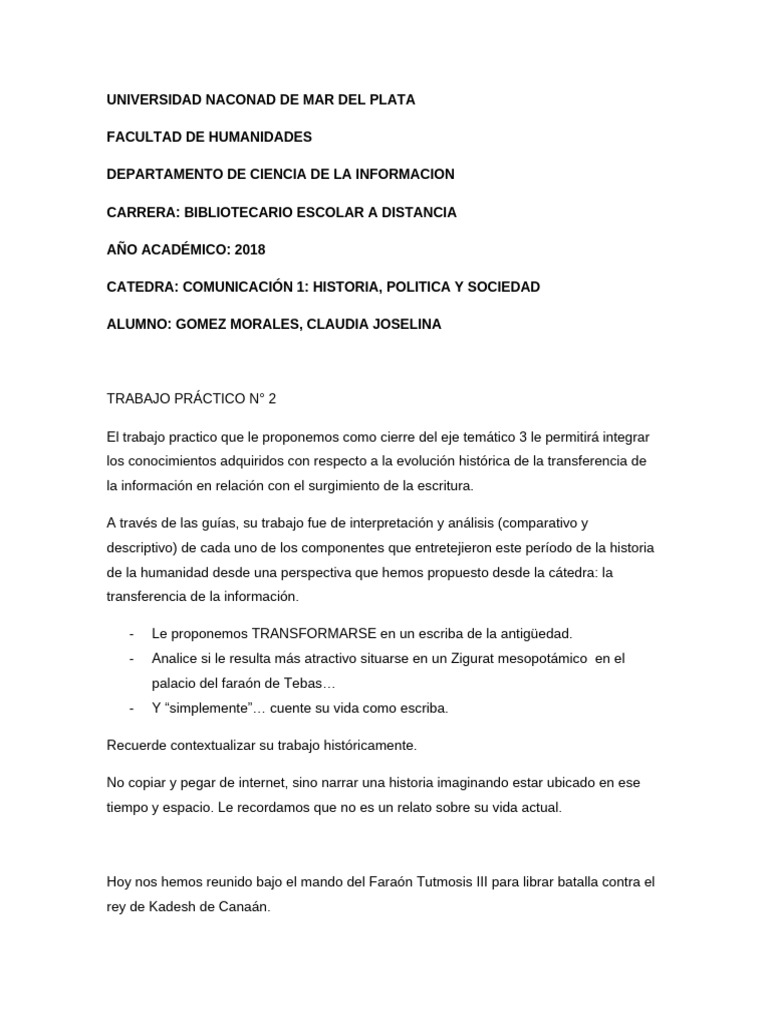 Gomez Morales, Claudia - TP2-Historia1 | PDF