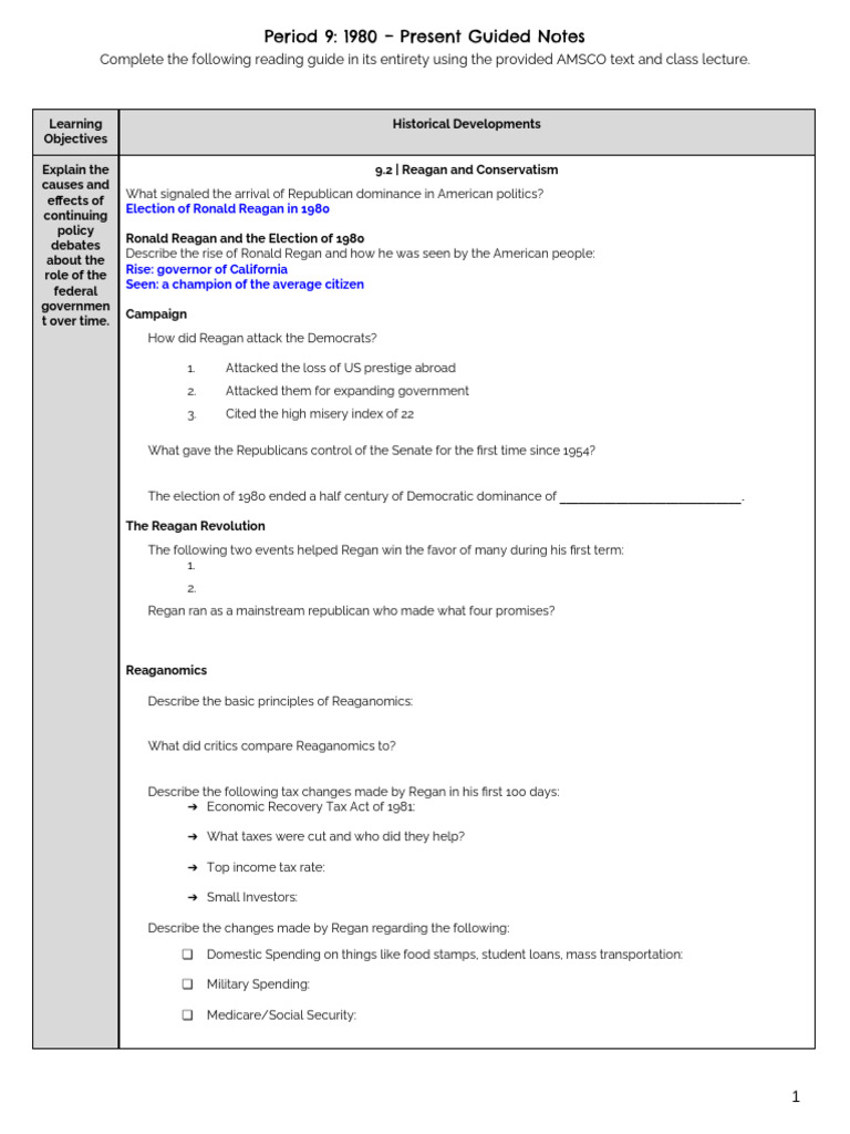 APUSH Period 9 Revised Final | PDF | Ronald Reagan | Cold War