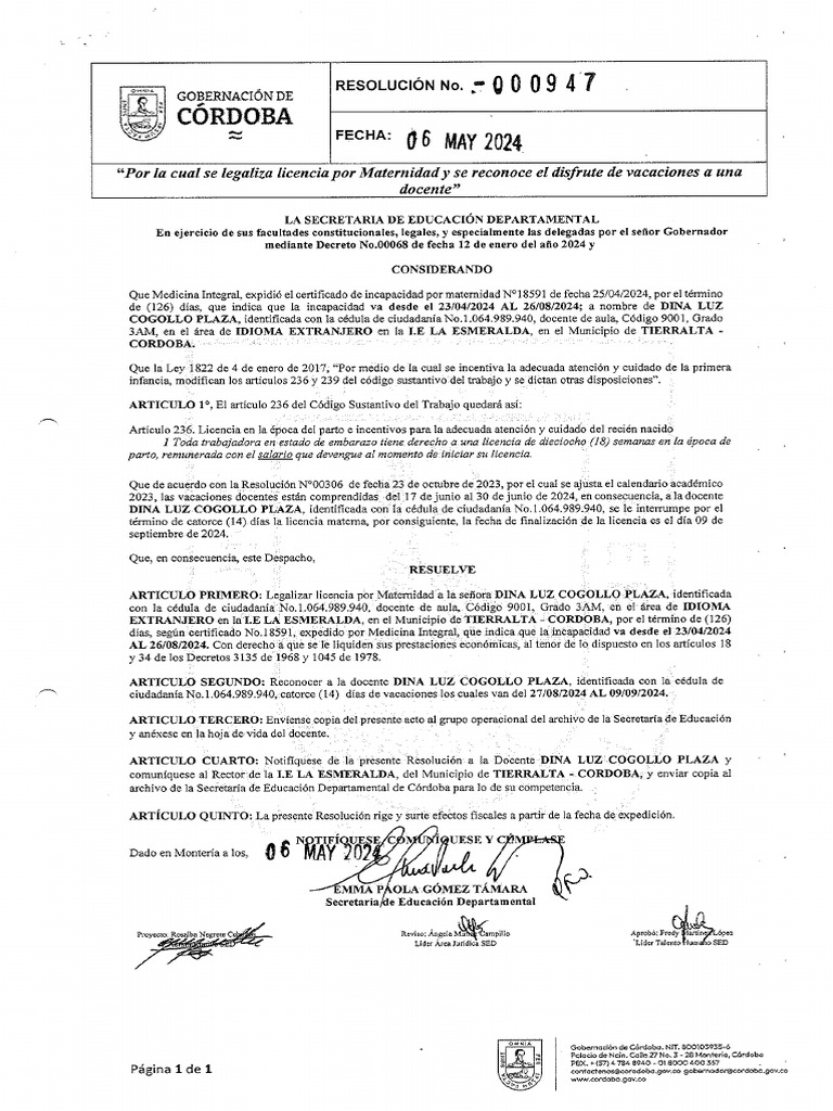 R.000947 Dina Luz Cogollo Plaza | PDF
