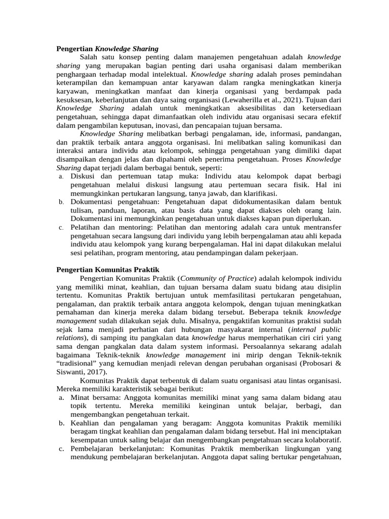 Pengertian Knowledge Sharing | PDF