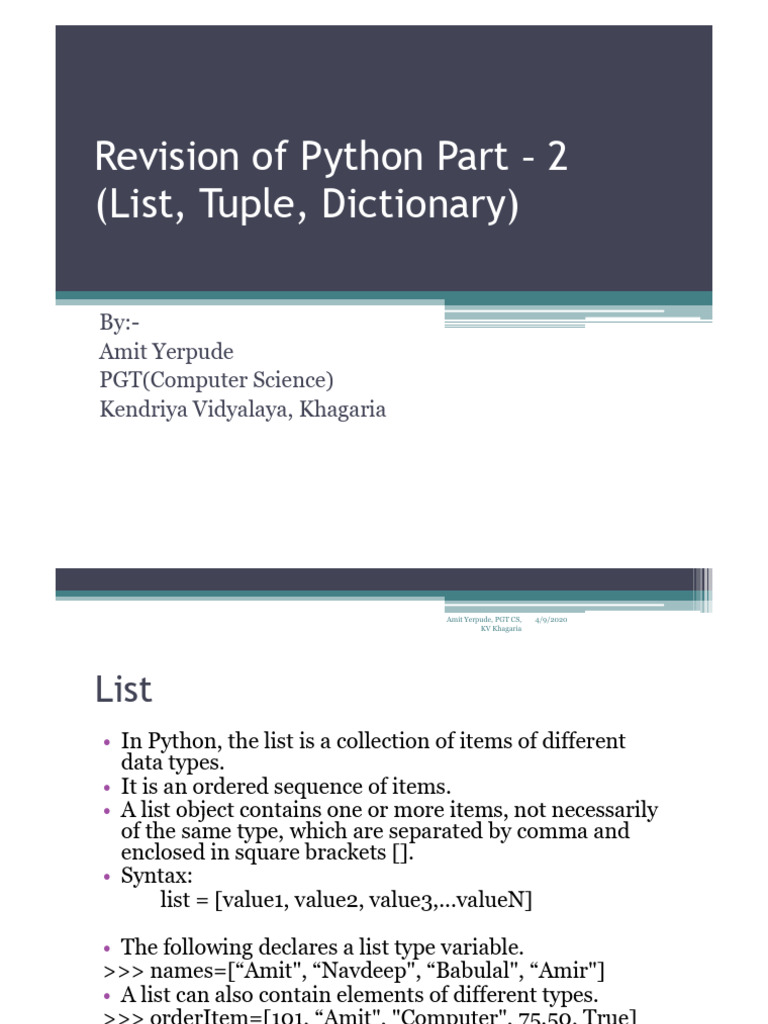 Python Lists, Tuples, and Dictionaries | PDF | C++ | Python ...