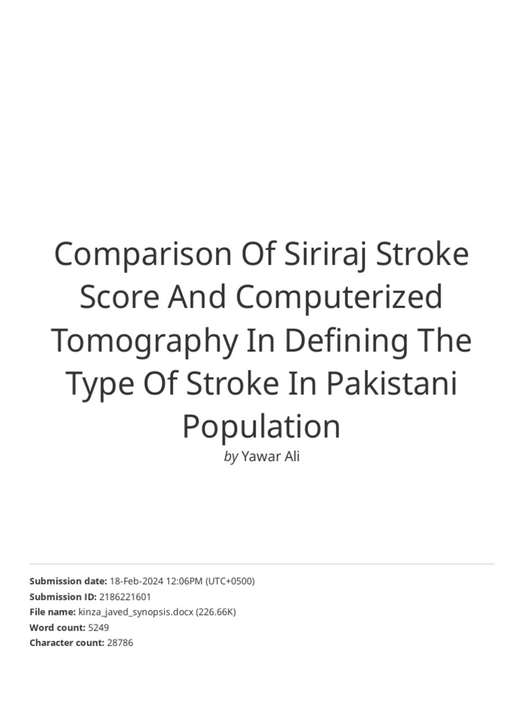 Comparison of Siriraj Stroke Score and Computerized Tomography in ...