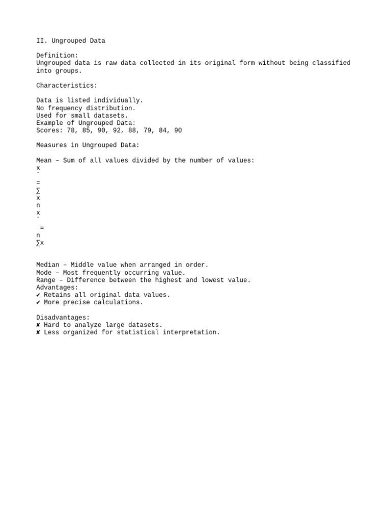 Ungrouped Data | PDF