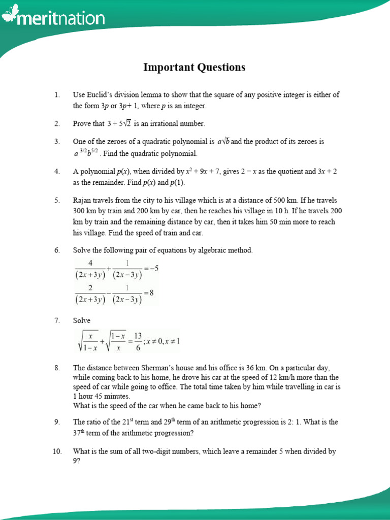 GR 10 - Maths - Question | PDF