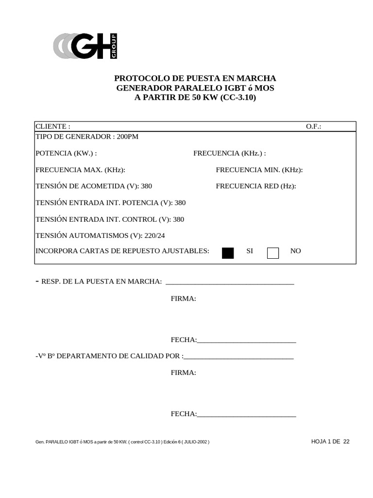 Protocolo Gerador Paralelo A Partir de 50KW C. CC3 | PDF | Transistor | Rectificador