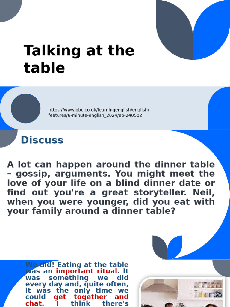 Family Conversations at the Dinner Table | PDF