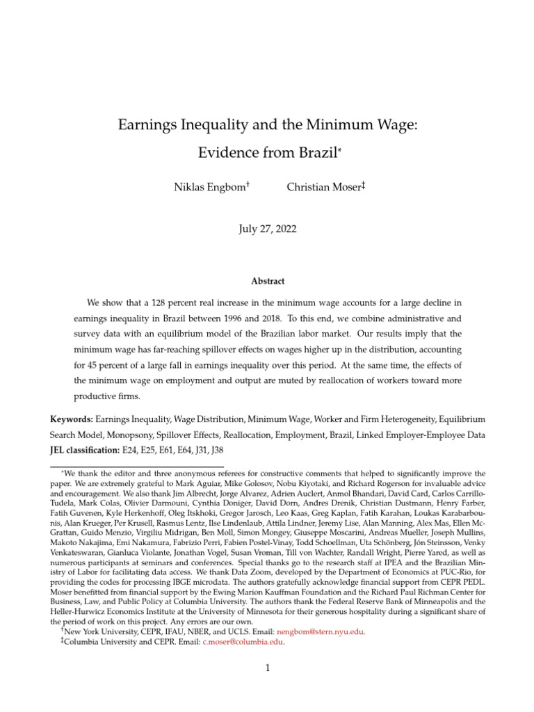 Minimum Wage Impact on Brazil's Earnings Inequality | PDF | Minimum ...