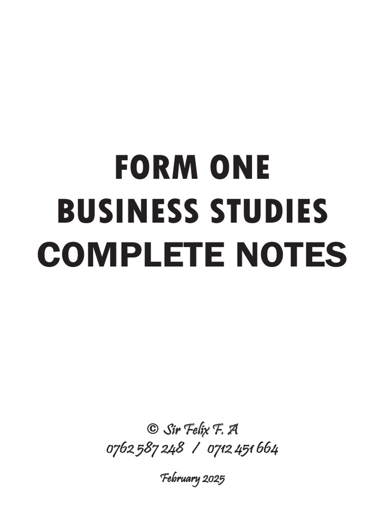 Complete Notes - f1 - Business Studies | PDF | Entrepreneurship | Goods