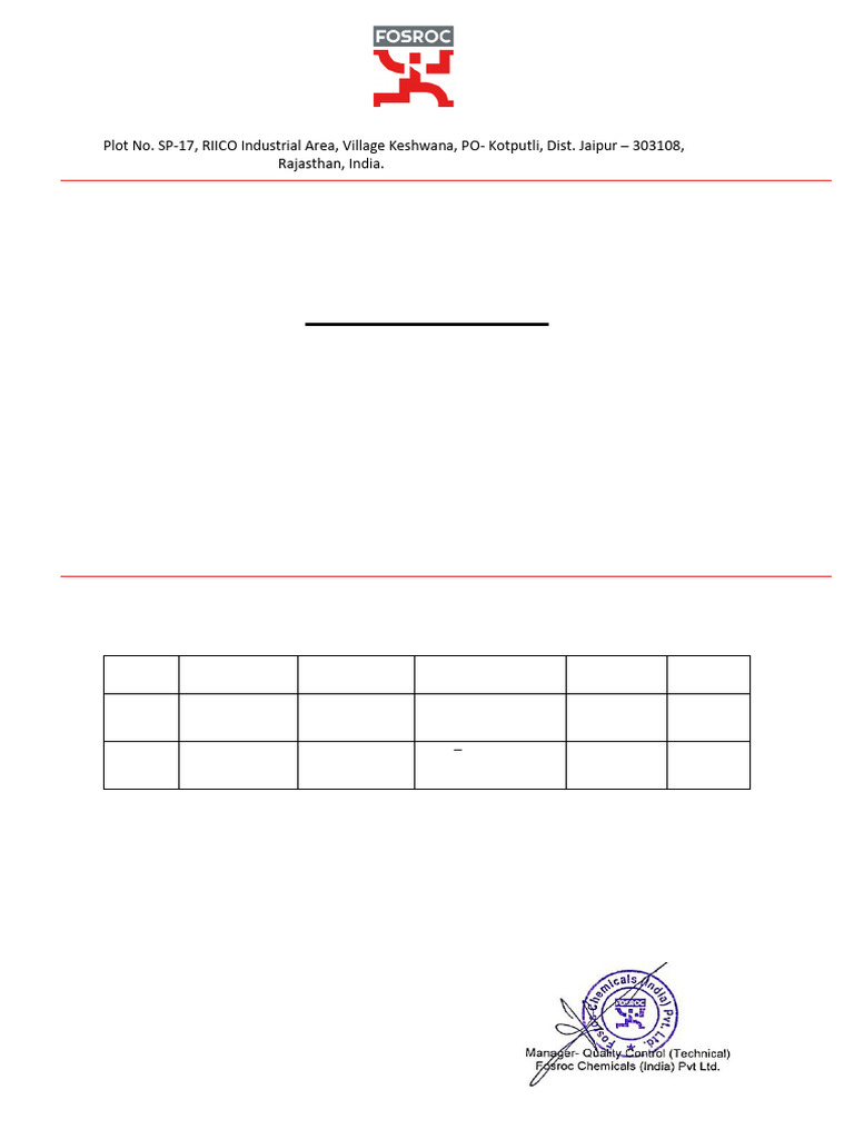 Nitoseal PU 280 Test Certificate | PDF