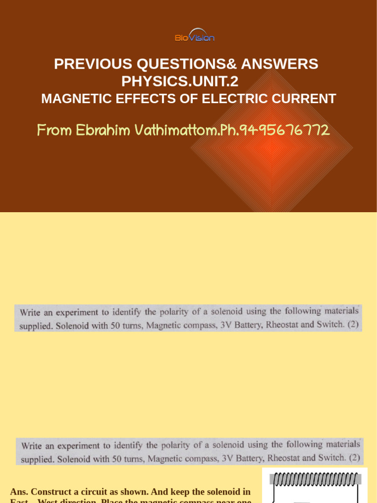 Bio-Vision - SSLC Phy - Unit.2.pr. Qns. (Em) | PDF | Loudspeaker | Electric Motor
