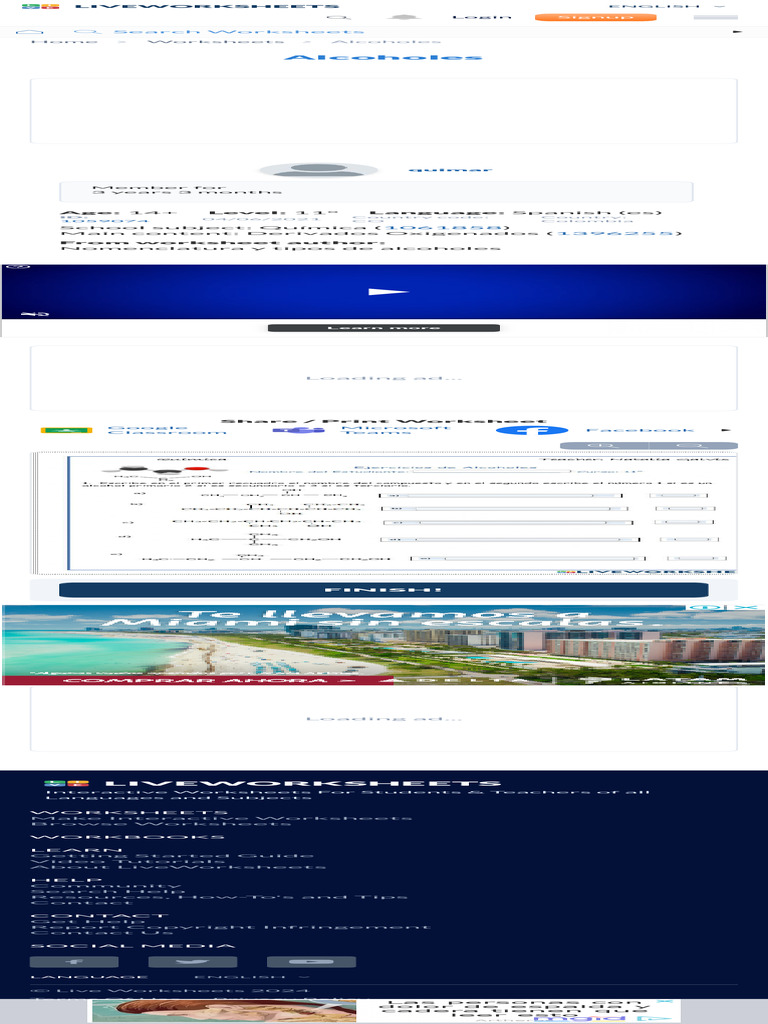 Alcoholes Quimar Live Worksheets | PDF