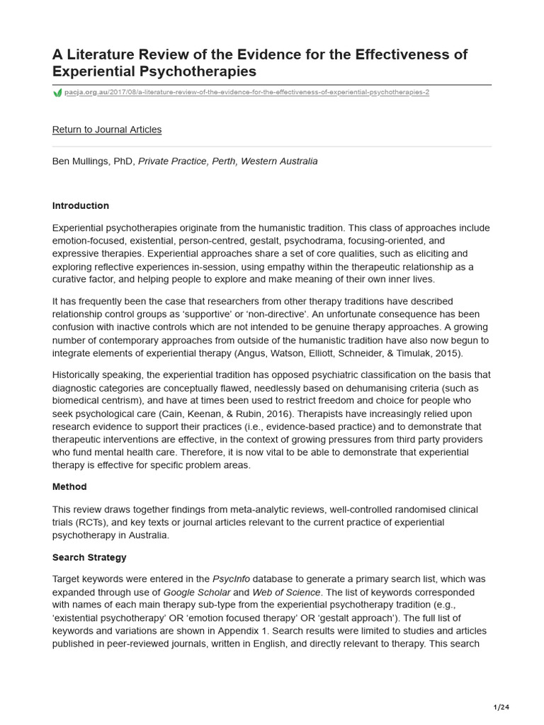 A Literature Review of The Evidence For The Effectiveness of ...